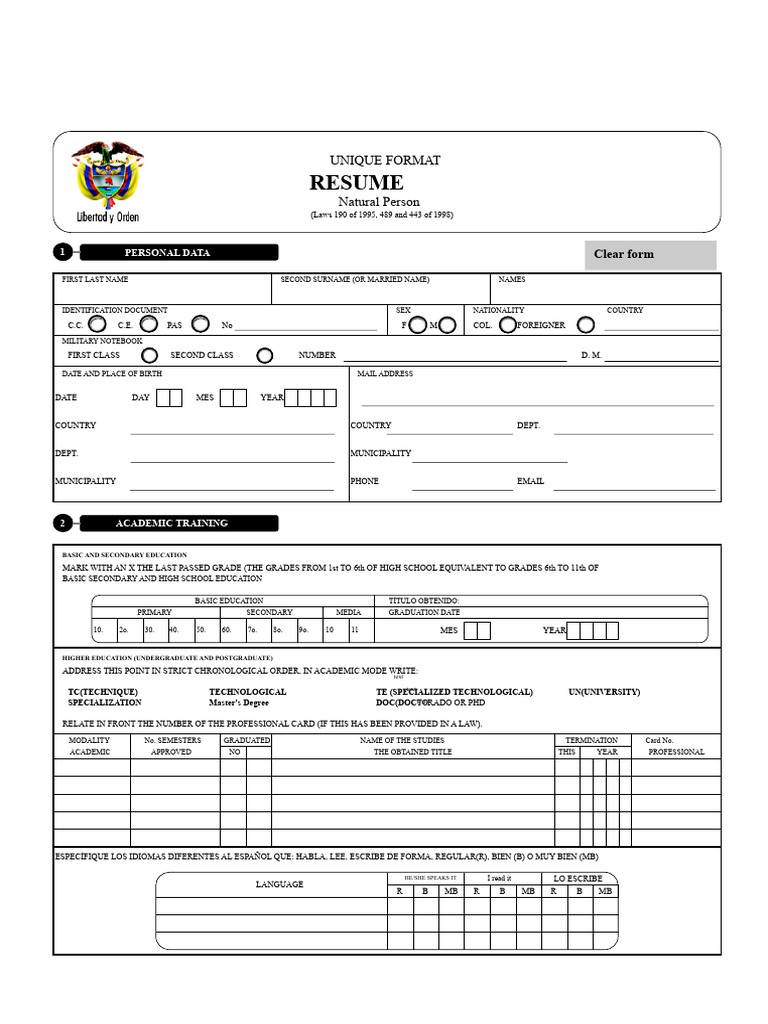 Annex No. 2. Unique Resume Format-2 | PDF | Employment