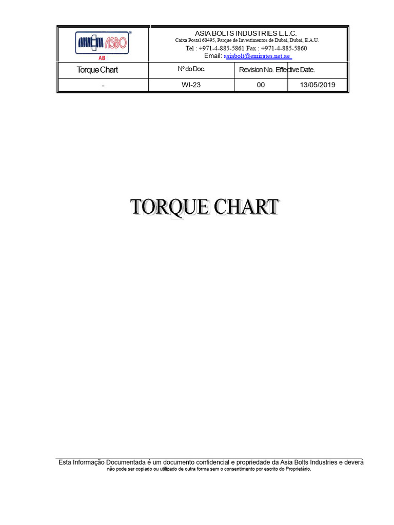 Tabela de Torque B7 Métrico Rev.01 | PDF | Aço | Galvanização