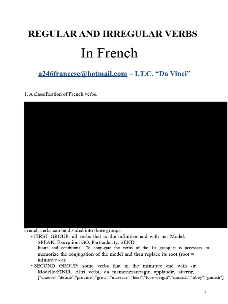 Regular and Irregular French Verbs | PDF | Linguistic Morphology ...