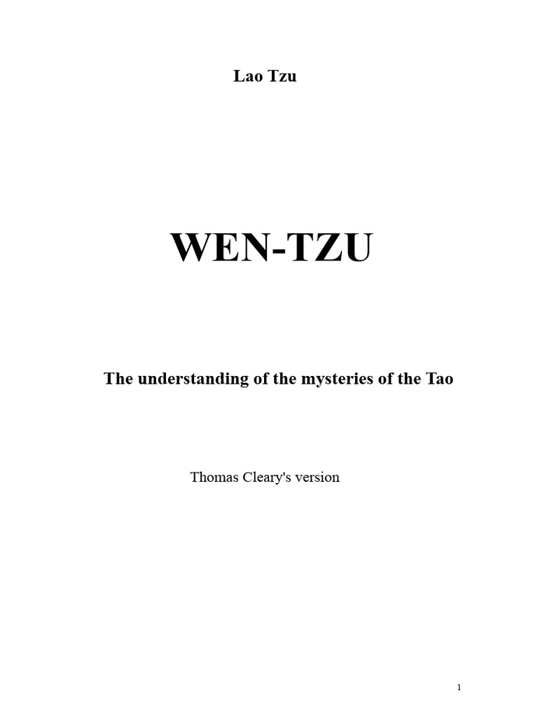 Lao Tzu - Wen Tzu PDF | PDF | Laozi | Tao
