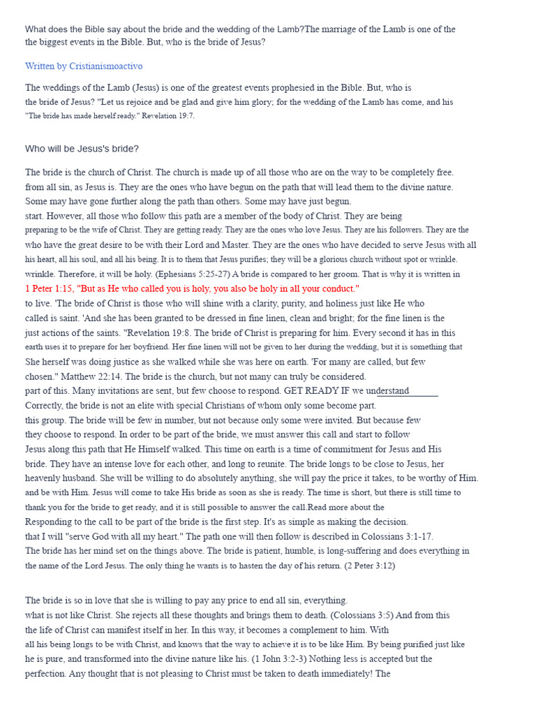 Understanding the Bride of Christ | PDF | Lamb Of God | Jesus