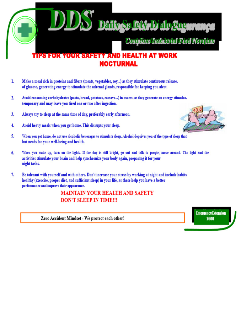 DDS Safety and Health Night Work 102 | PDF