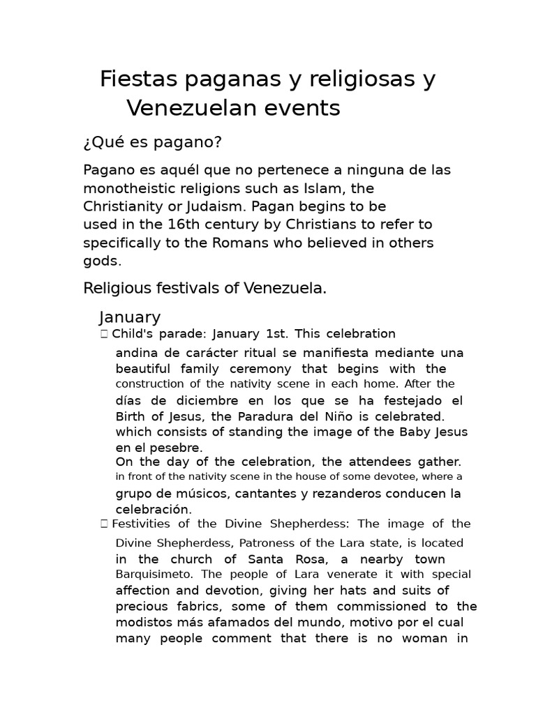 Venezuelan Pagan and Religious Festivals | PDF | Paganism | Religious ...