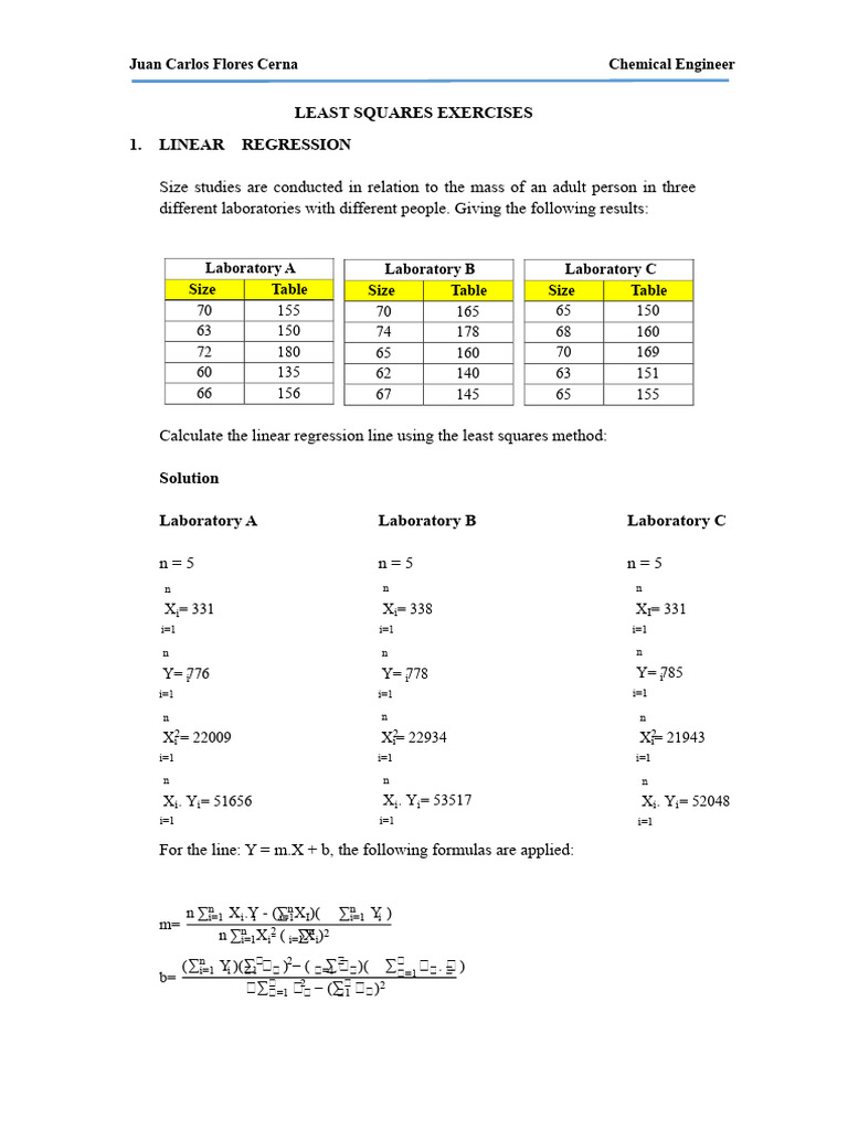 Least Squares Exercises | PDF | Least Squares | Regression Analysis