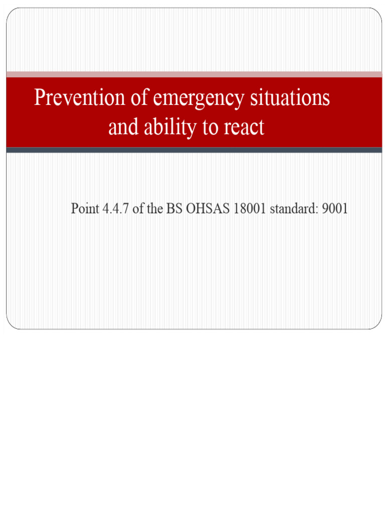 Prevention of Emergency Situations and Ability To Respond | PDF ...