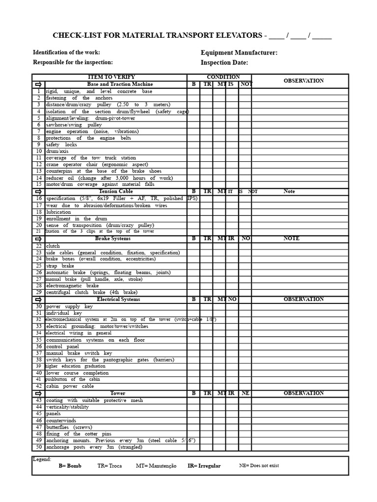 Tow Truck Checklist | PDF | Elevator | Manufactured Goods