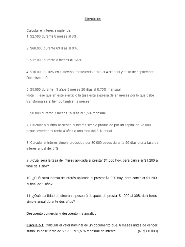 Calcular El Interés Simple de | PDF | Tasas de interés | Economía monetaria