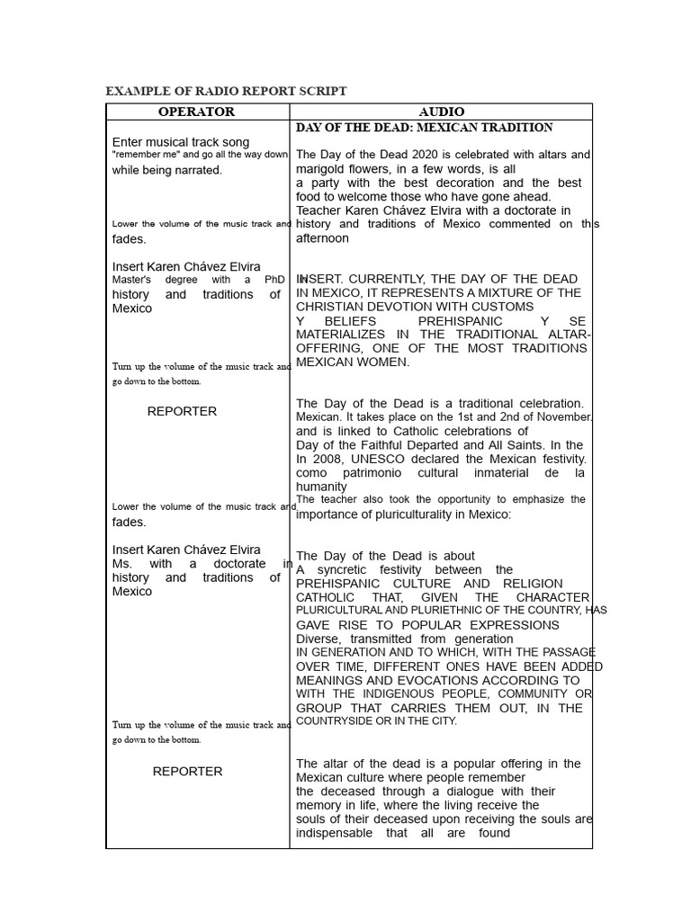 4 Example Radio Report Script | PDF | Cultural Anthropology