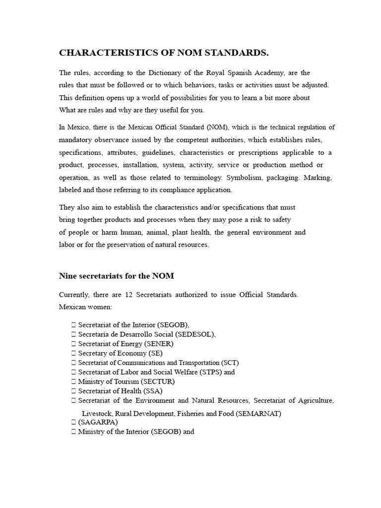 Understanding Mexican Official Standards (NOM) | PDF | Audit | Quality ...