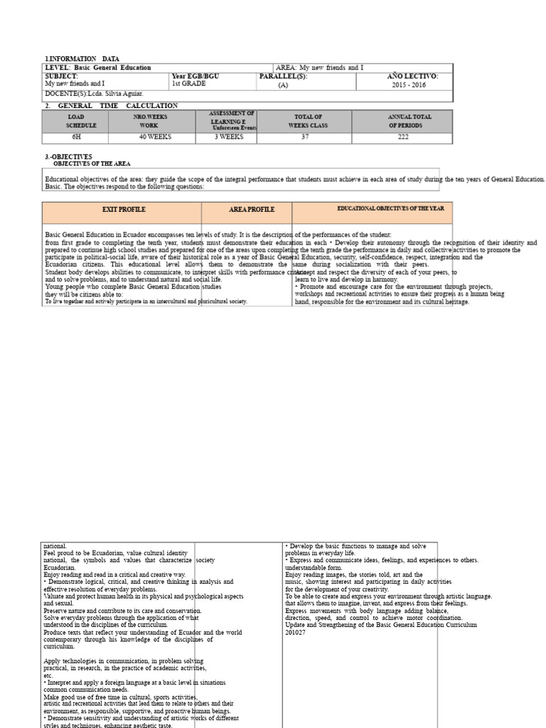 Third Grade Planning | PDF | Curriculum | Word