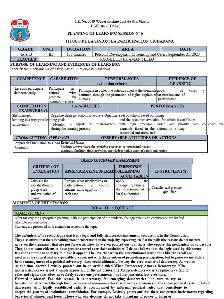LEARNING SESSION #6 4th Grade Citizen Participation | PDF | Democracy ...