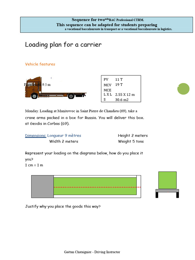Prepare The Loading of A Vehicle - Scenario Student - G Chaitaignier ...
