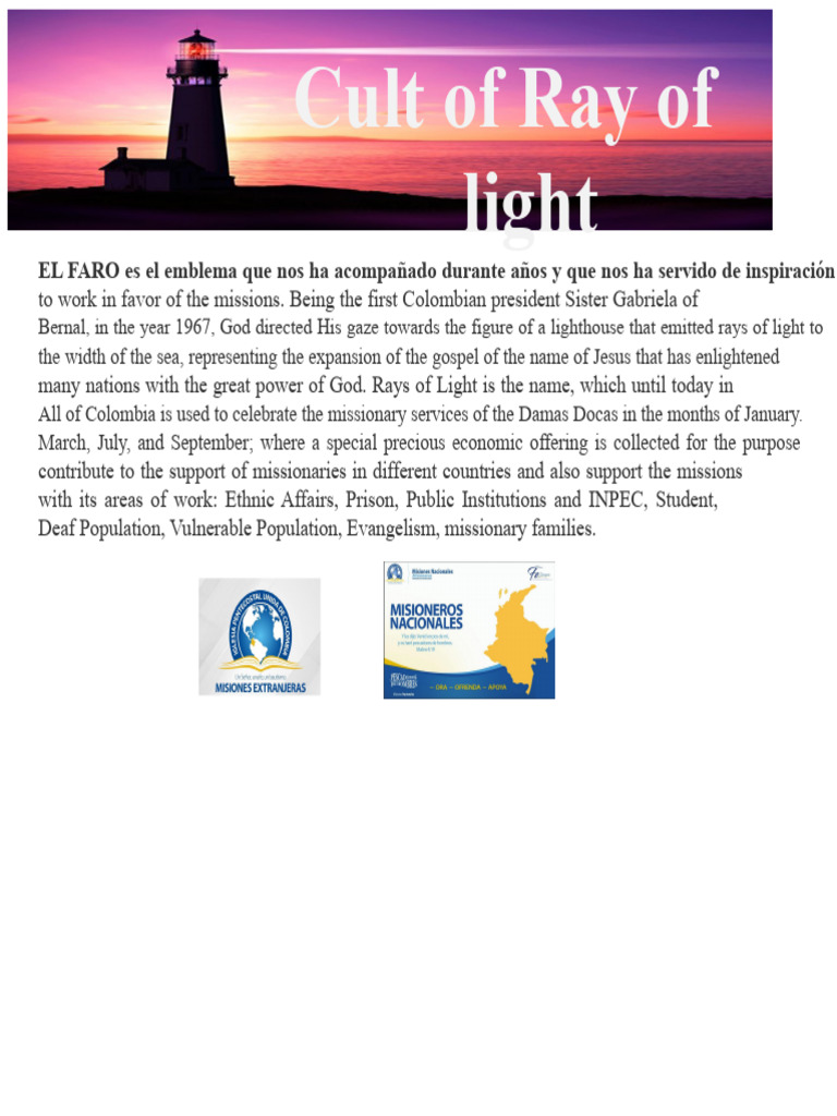 Cult of Ray of Light: Missionary Support | PDF