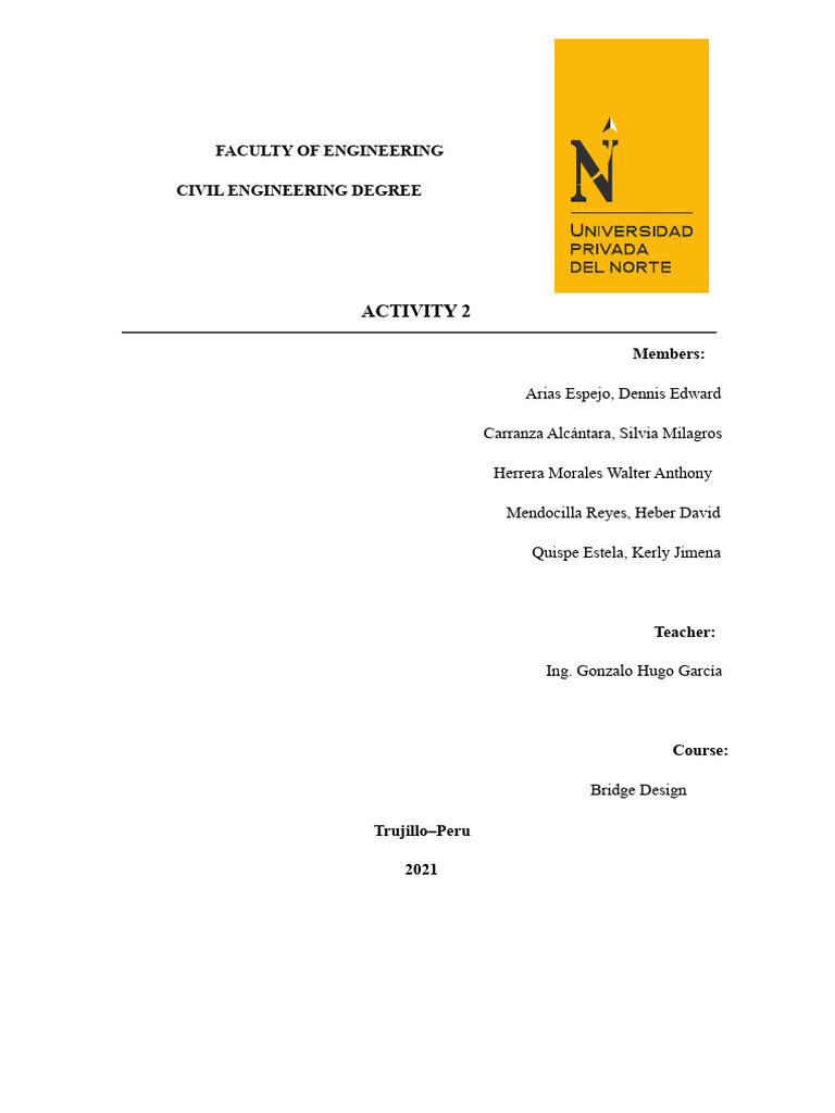 PC 2 - Bridge Design - Mendocilla Reyes Hebert | PDF | Reinforced ...