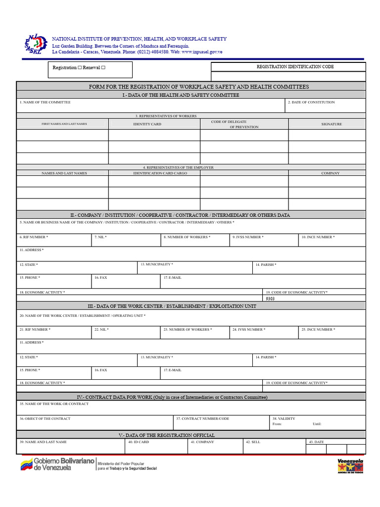 Form For The Registration of Occupational Health and Safety Committees ...