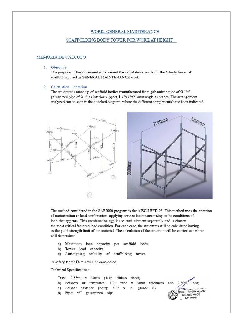 Scaffolding Load Capacity Calculation | PDF | Scaffolding | Bending