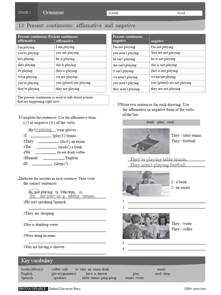 Present Continuous Grammar Guide | PDF | English Language | Language ...