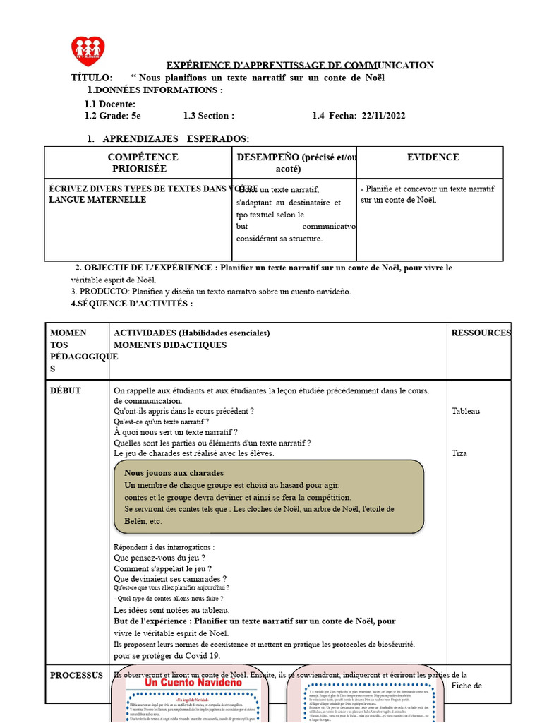 Planification d'un conte de Noël en 5e | PDF