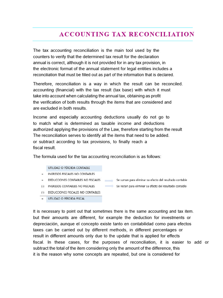Tax Accounting Reconciliation PDF | PDF | Tax Deduction | Expense