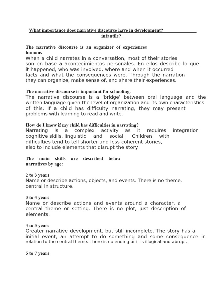 What Importance Does Narrative Discourse Have in Child Development ...