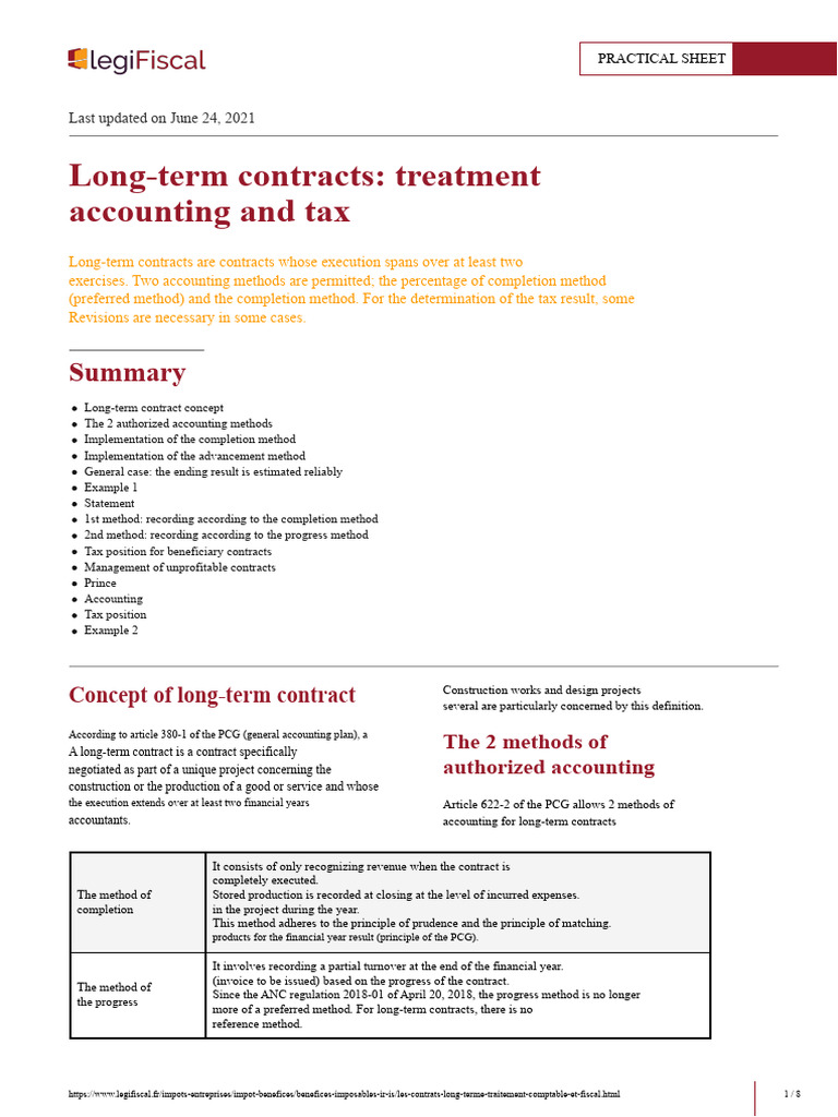 Long-Term Contracts: Accounting Methods | PDF | Value Added Tax | Taxes