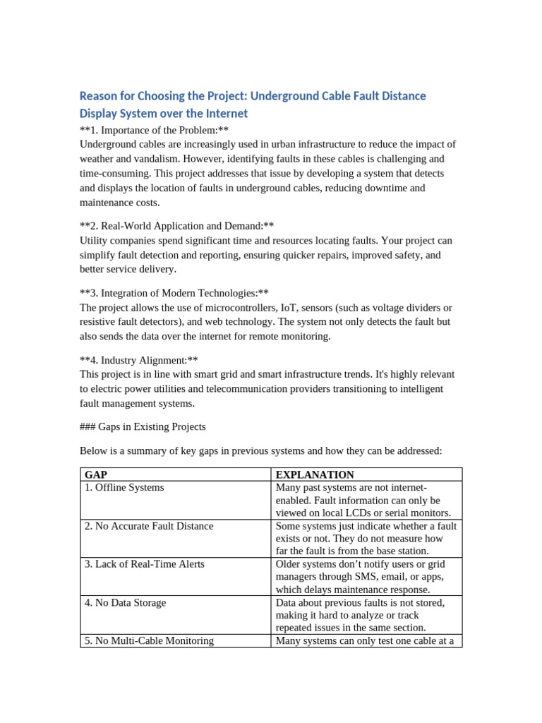 Underground Cable Fault Display Project Improved | PDF | Internet Of ...