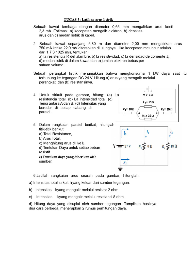 Tugas 3. Arus Listrik Dan Sirkuit Listrik | PDF
