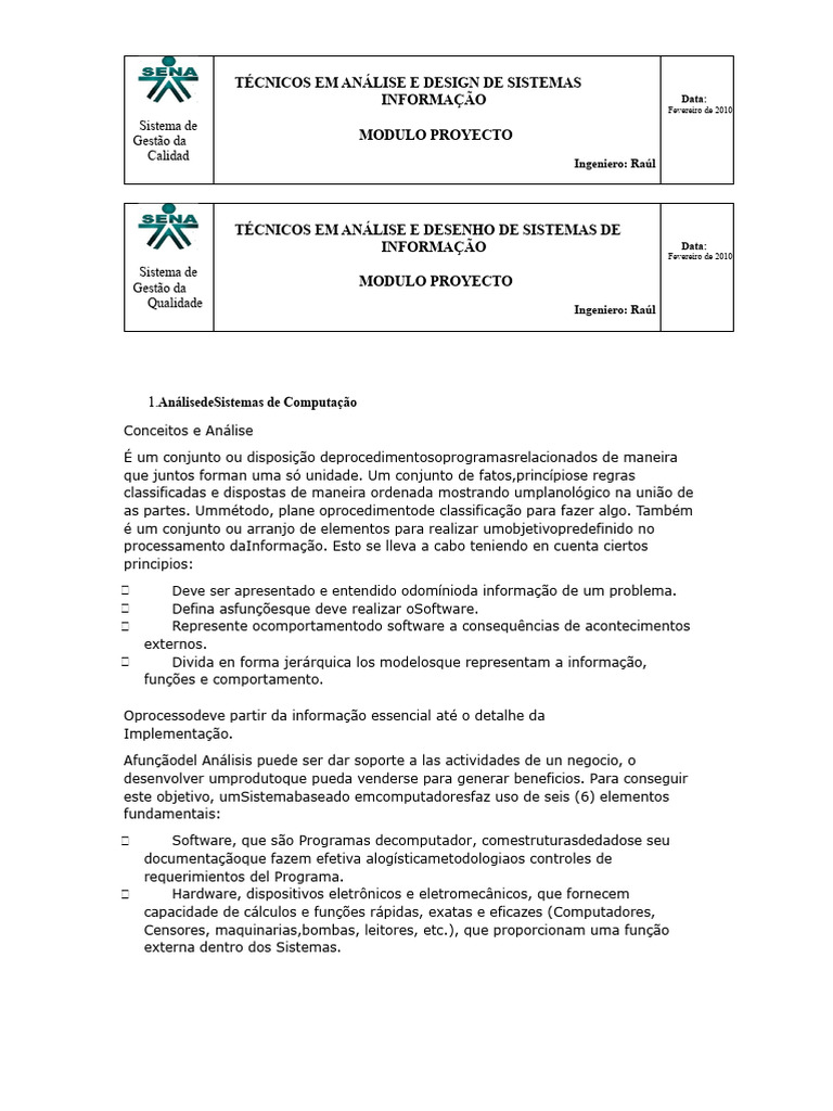 Análise de Sistemas de Computação | PDF | Análise de sistemas | Sistema ...