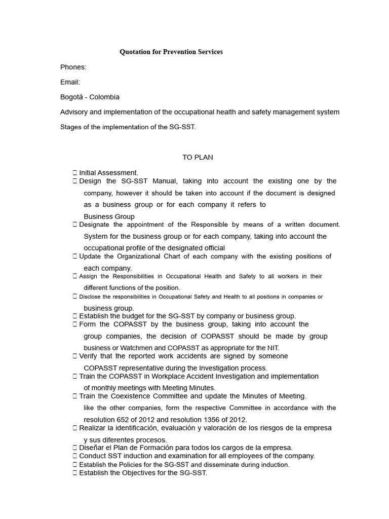 Quotation For Prevention Services | PDF | Occupational Safety And ...