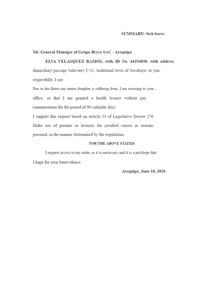 Request Leave of Absence Without Pay | PDF