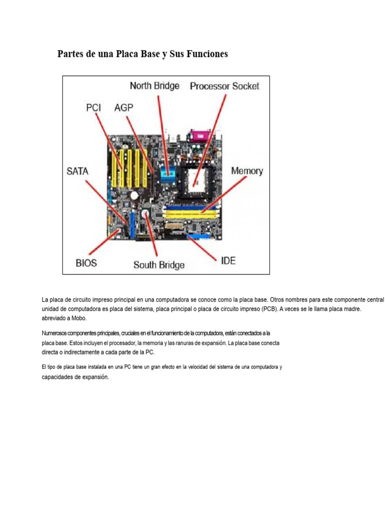 Partes y Funciones de la Placa Base | PDF | Hardware de la computadora ...