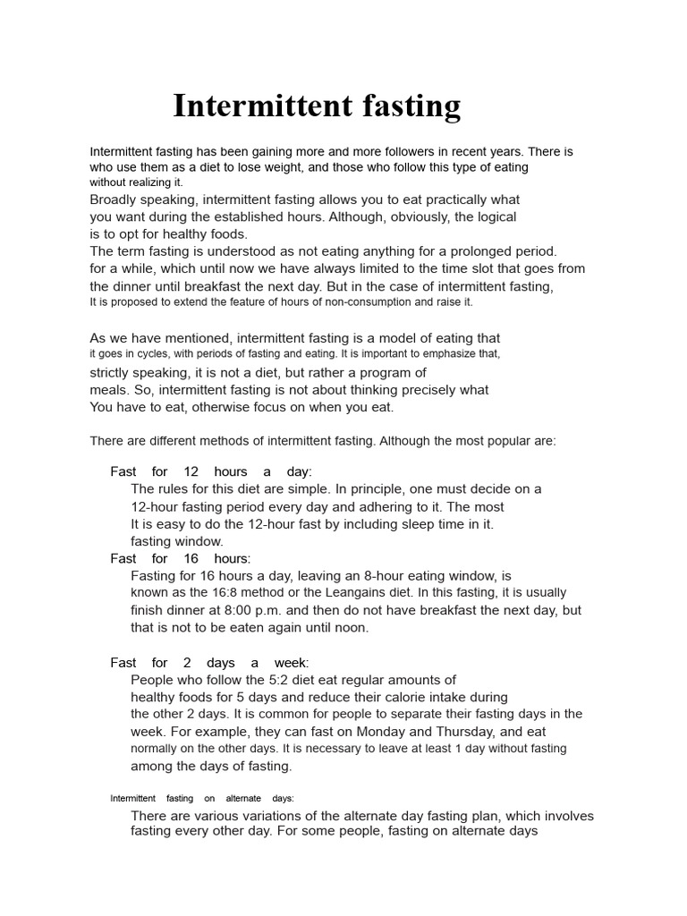 Intermittent Fasting | PDF | Dieting | Intermittent Fasting