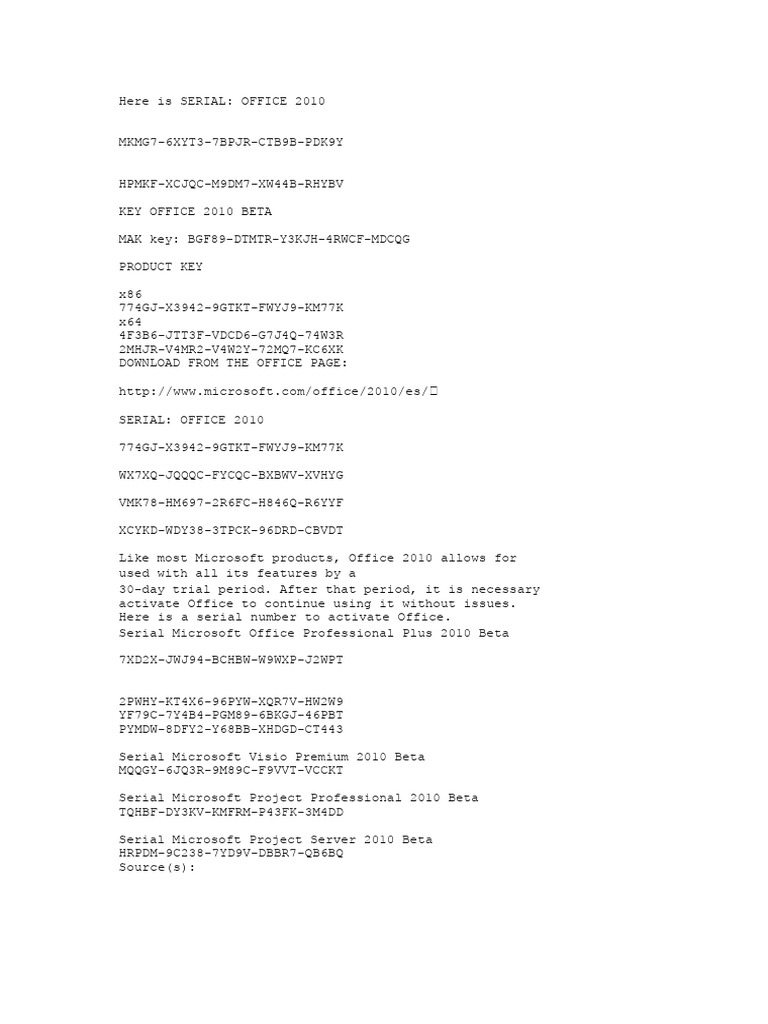 Microsoft Project 2010 Serials | PDF