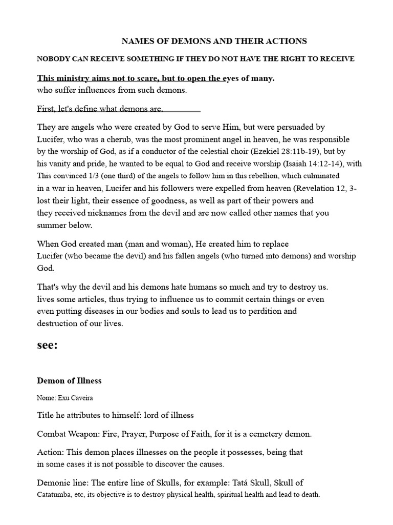 Demons and Their Actions Explained | PDF | Fallen Angels | Demons
