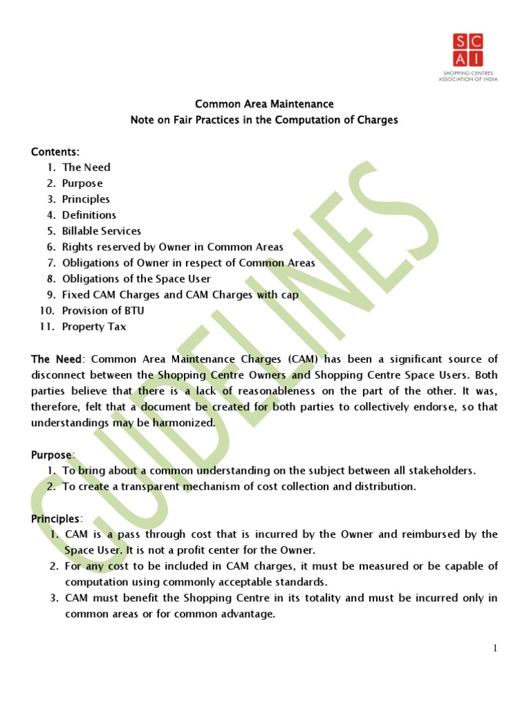 Common Area Maintenance Guidelines | PDF | Water Supply | Insurance