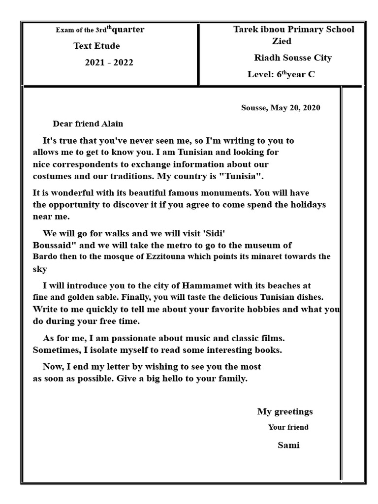 Third Trimester Exam 6th Grade | PDF