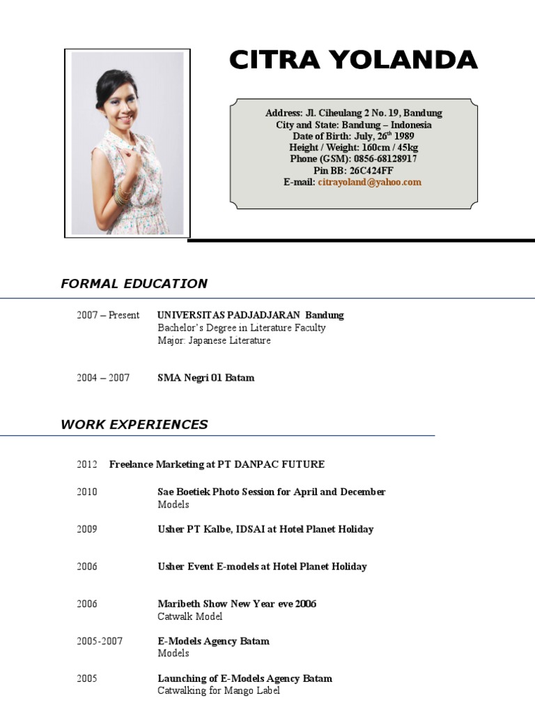CV Citra Yolanda | PDF
