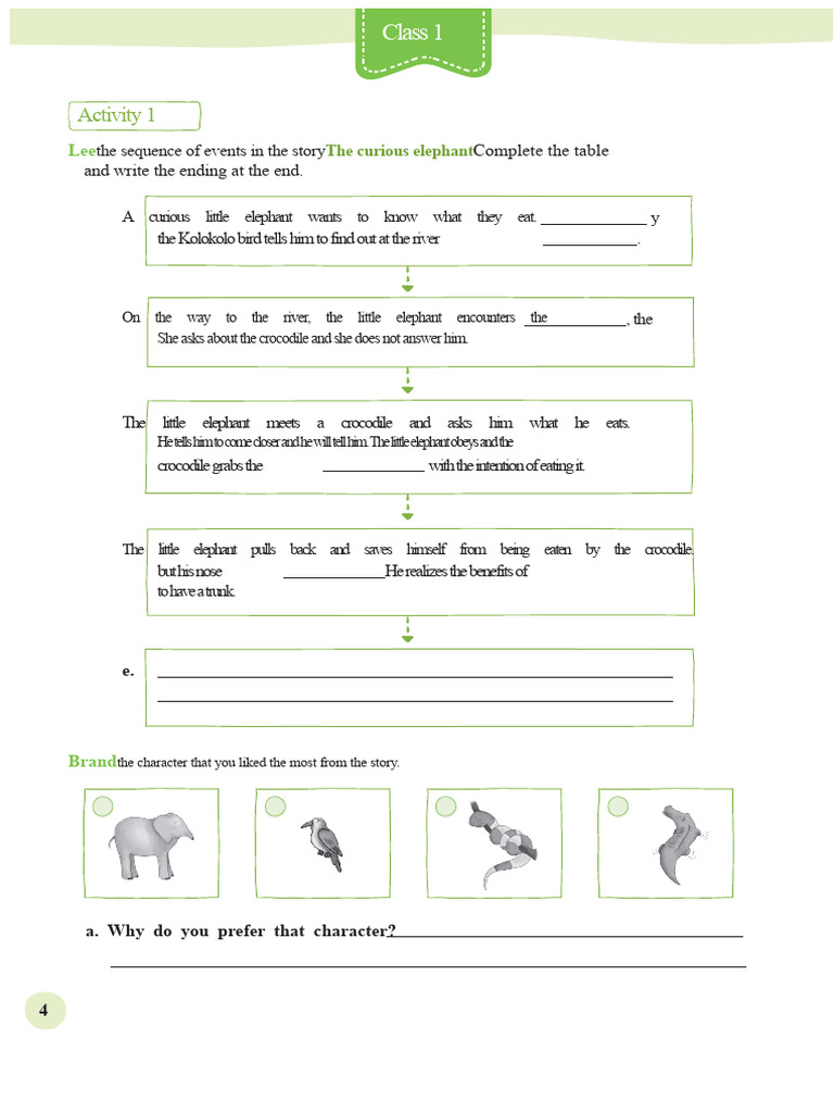 Curious Elephant Story Activities | PDF