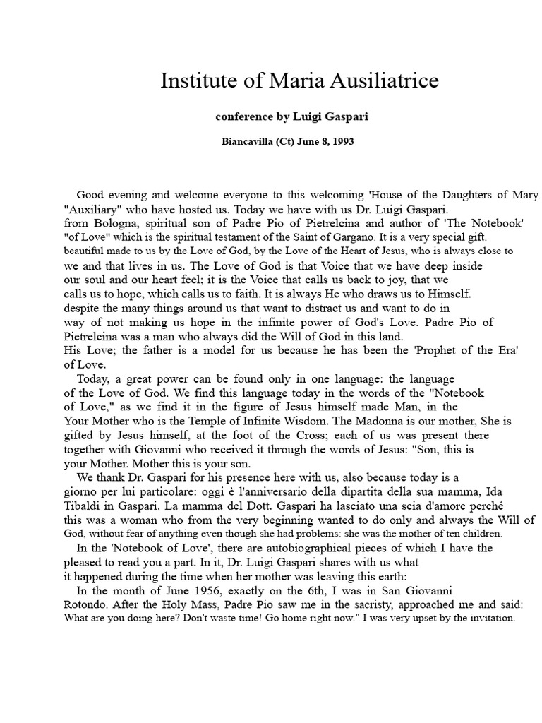 Notebook of Love by Luigi Gaspari | PDF | Mary, Mother Of Jesus | Jesus