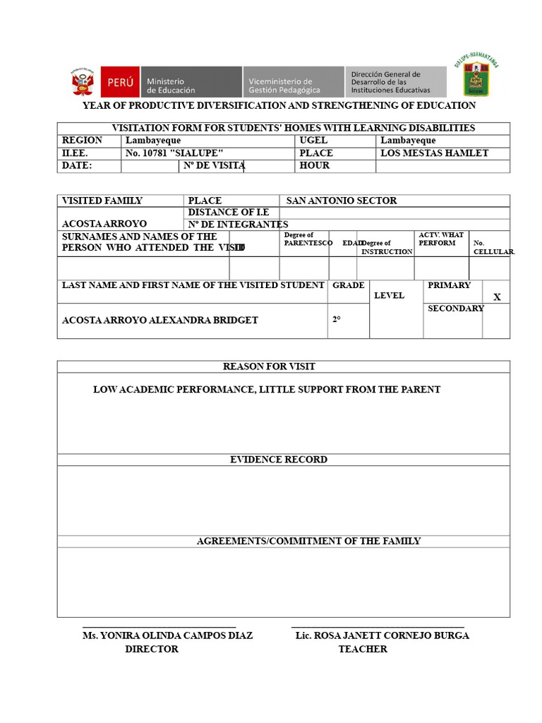 Student Visit Report for Those with Difficulties | PDF | Behavioural ...