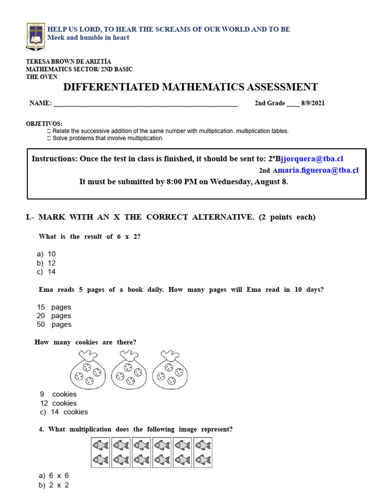 2nd Grade Differentiated Math Assessment | PDF | Mathematics