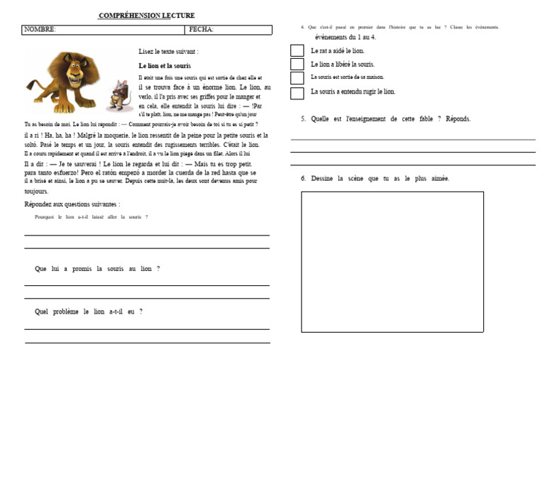 Fable du lion et de la souris expliquée | PDF