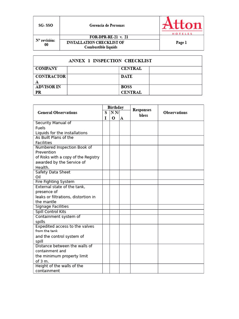 Fuel Liquids Installation Checklist | PDF | Pipe (Fluid Conveyance)