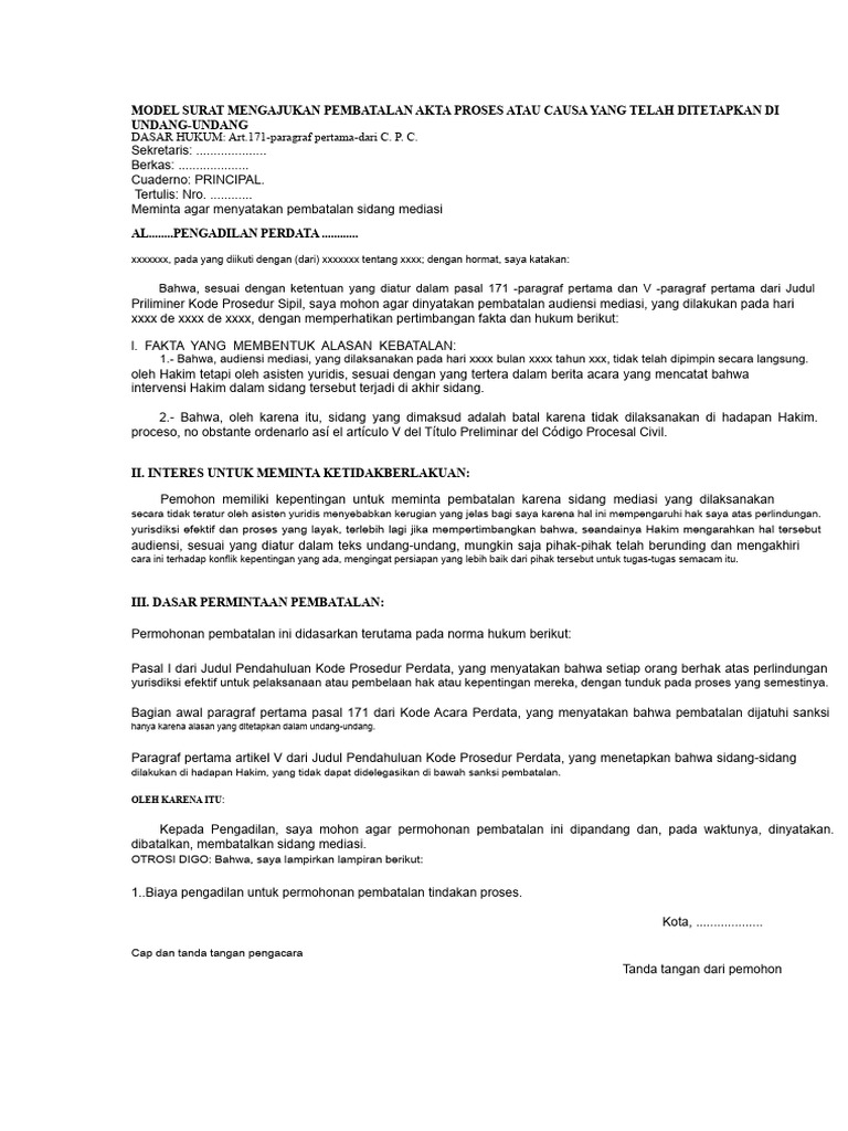 193MODEL - pembatalan sidang mediasi | PDF
