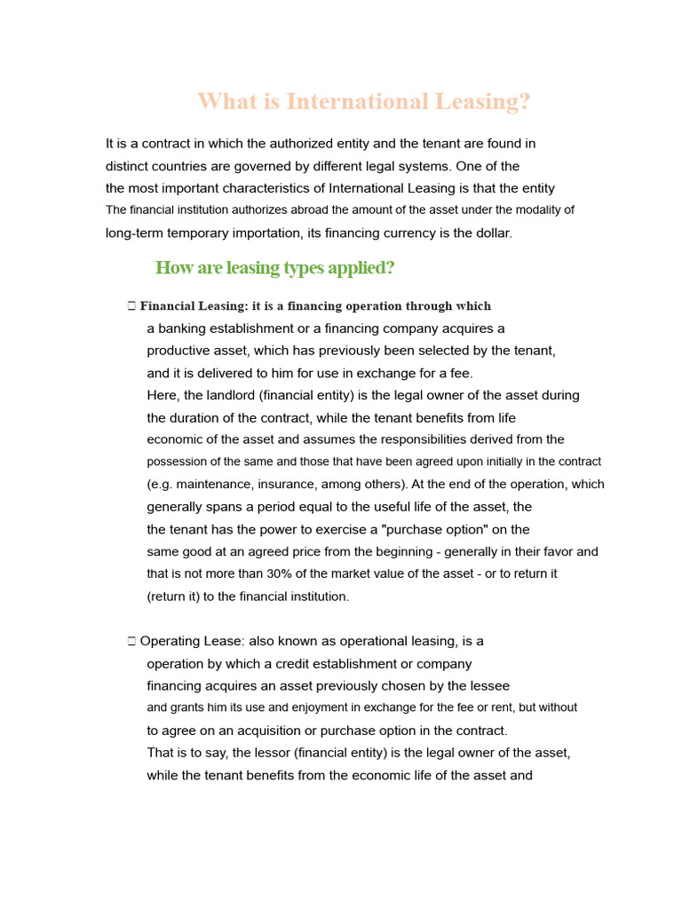 Understanding International Leasing Types | PDF