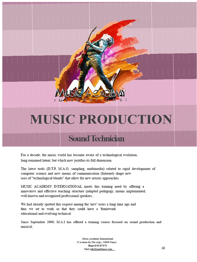 TRAINING PLAN Music Production | PDF | Sound | Sound Technology