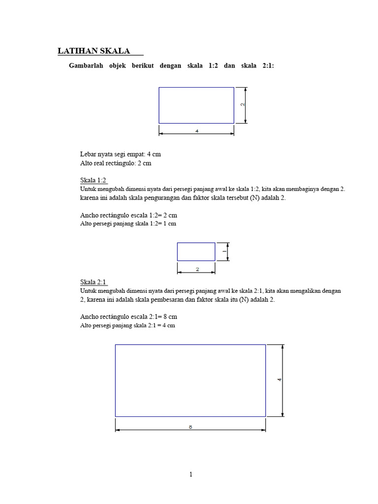 Latihan Menggambar dengan Skala 1:2 dan 2:1 | PDF