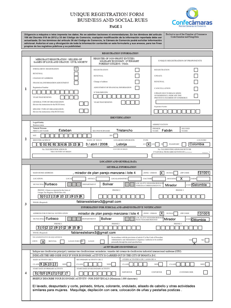 Chamber of Commerce Form | PDF | Economies | Business