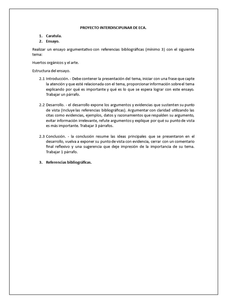 Proyecto Interdisciplinar 1ro.eca | PDF