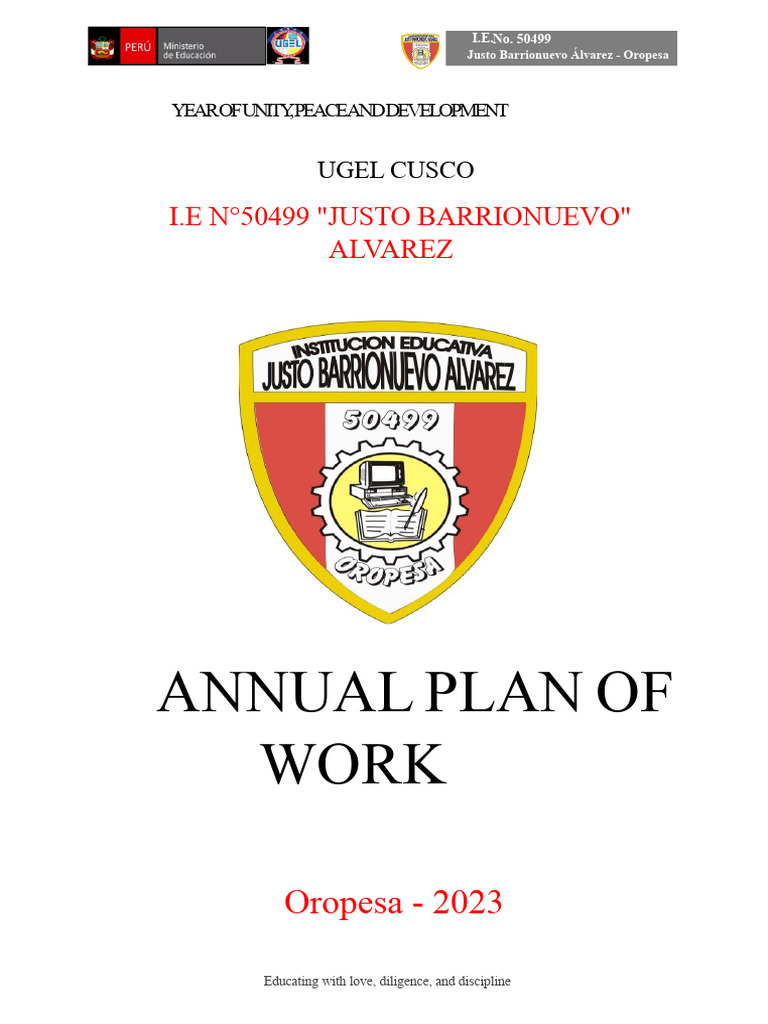 Annual Work Plan 2023 - I.E. 50499 Oropesa | PDF | Regulatory Compliance